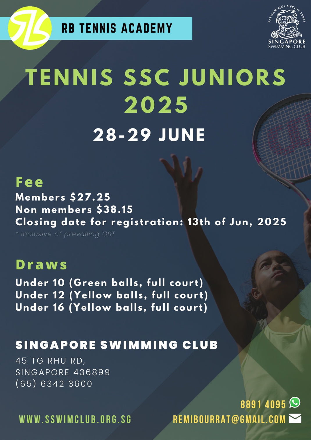 Junior Tennis Tournaments & Competition @ SSC | RB Tennis Academy
